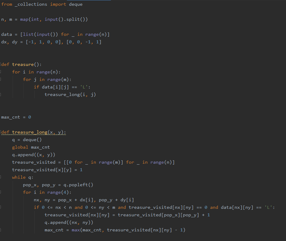 [BOJ] 보물섬_2589