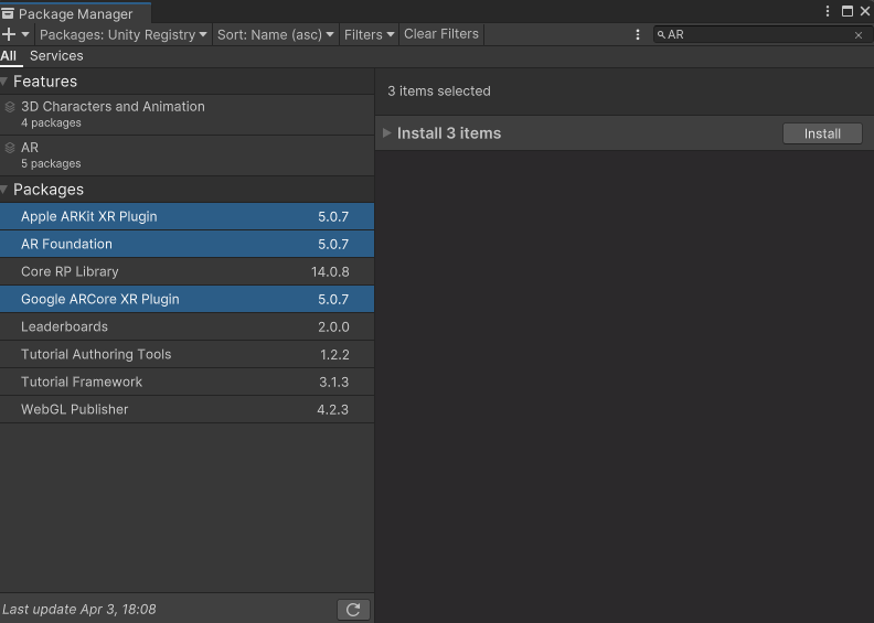 Unity ARFoundation 환경 설정