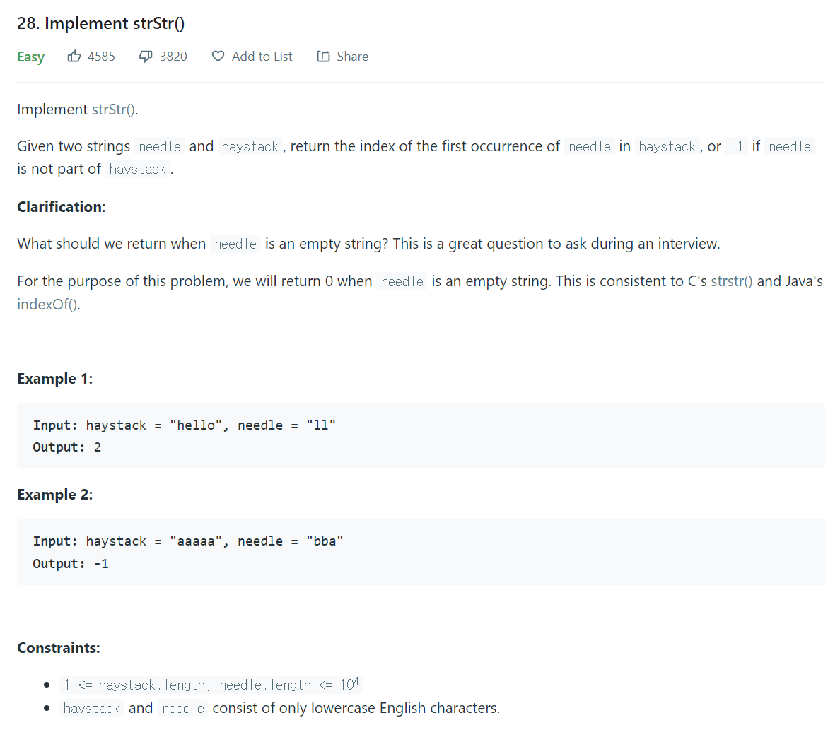 [Leetcode][C++][난이도 Medium] Find the Index of the First Occurrence in a ...