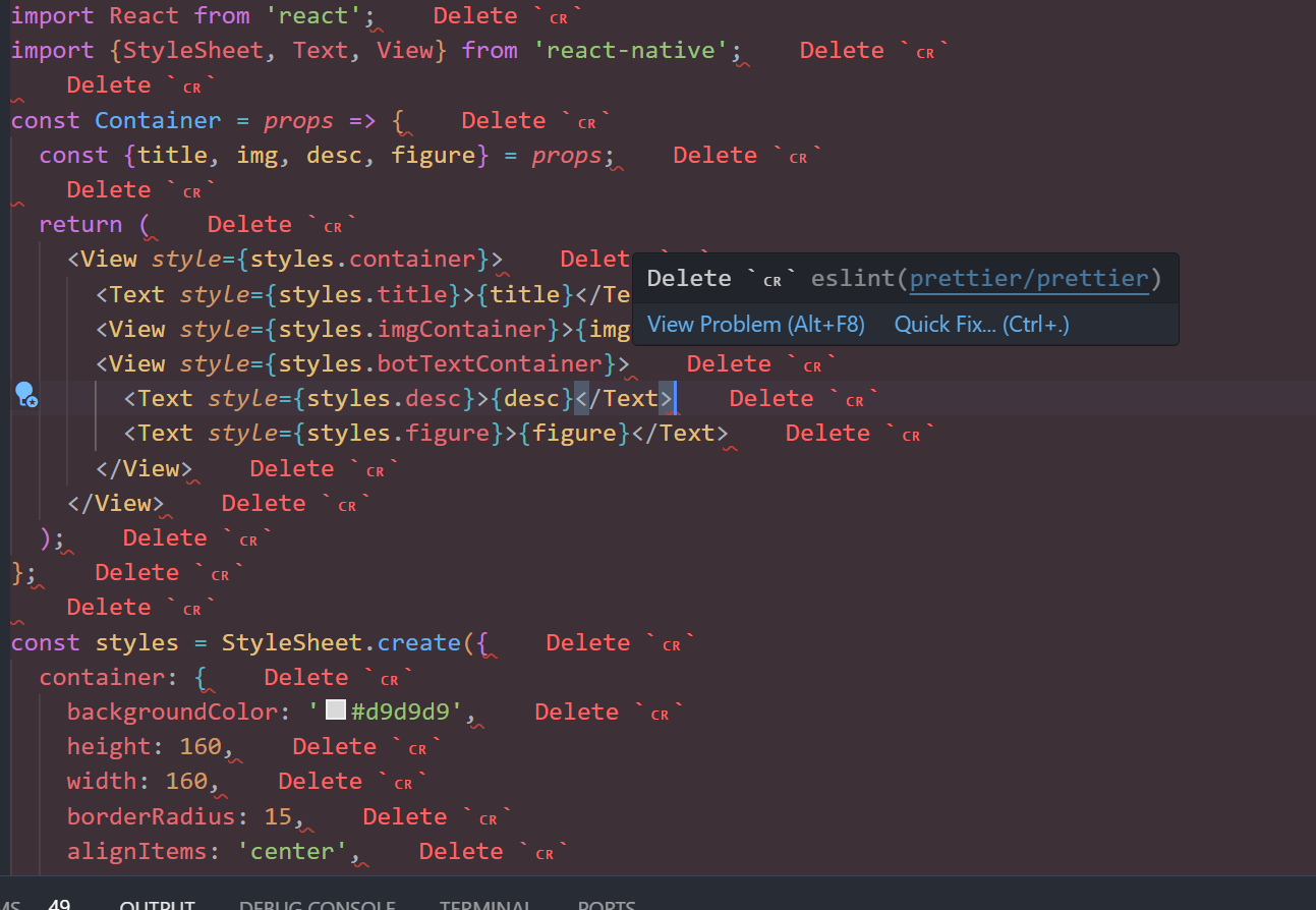 [vscode/윈도우] Delete`cr`, `space` 등등 알 수 없는 JS 오류 지우기 (eslint와 Prettier)