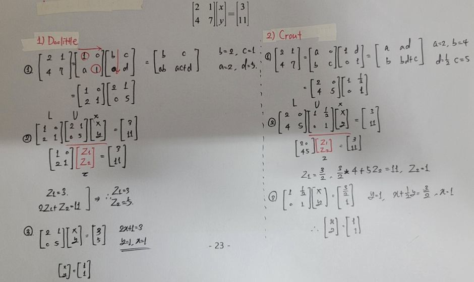 04. LU 분해법과 숄레스키 방법(LU Decomposition Method and Cholesky Method)