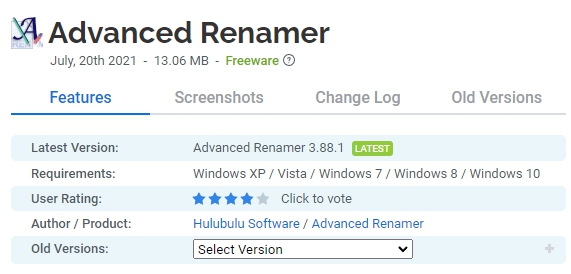 Advanced Renamer 무료 다운로드