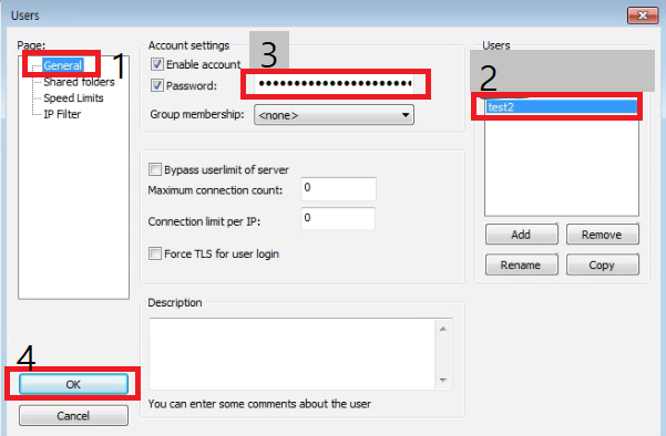 FileZilla Server | 사용자(Users) 비밀번호 변경 FileZilla Server | 사용자(Users) 비밀번호 변경
