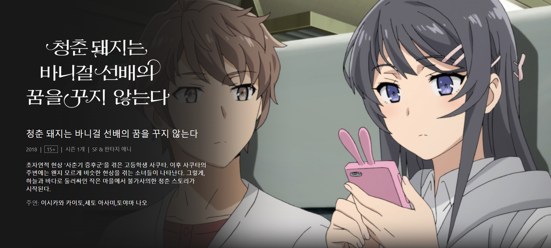 애니 추천 바니걸 좋아하시나요 청춘 돼지는 바니걸 선배의 꿈을 꾸지 않는다