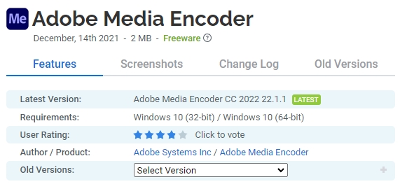 Adobe Media Encoder 무료 다운로드