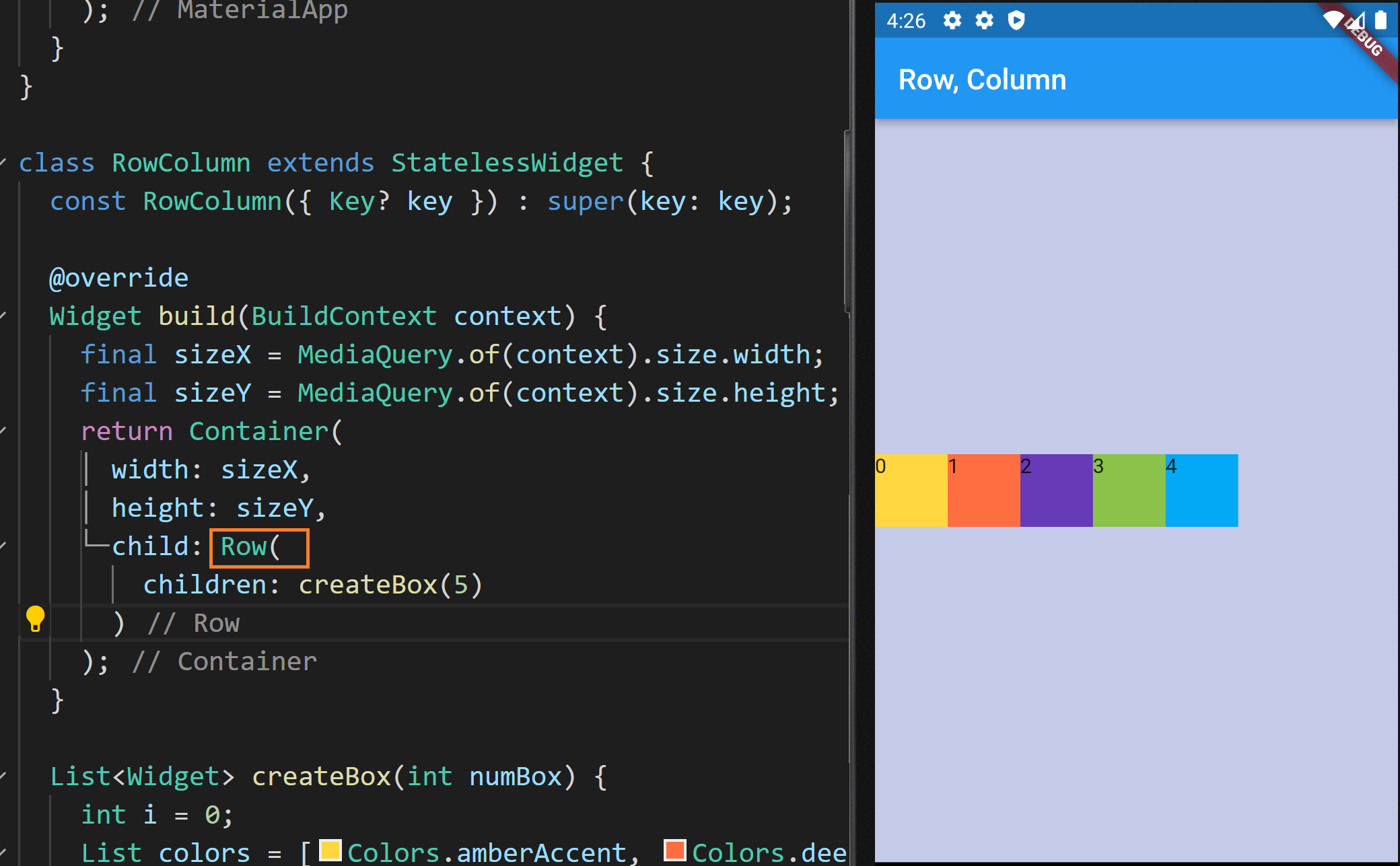 [Flutter Layout] 7. Row, Column 위젯 정렬하기, 위젯 축