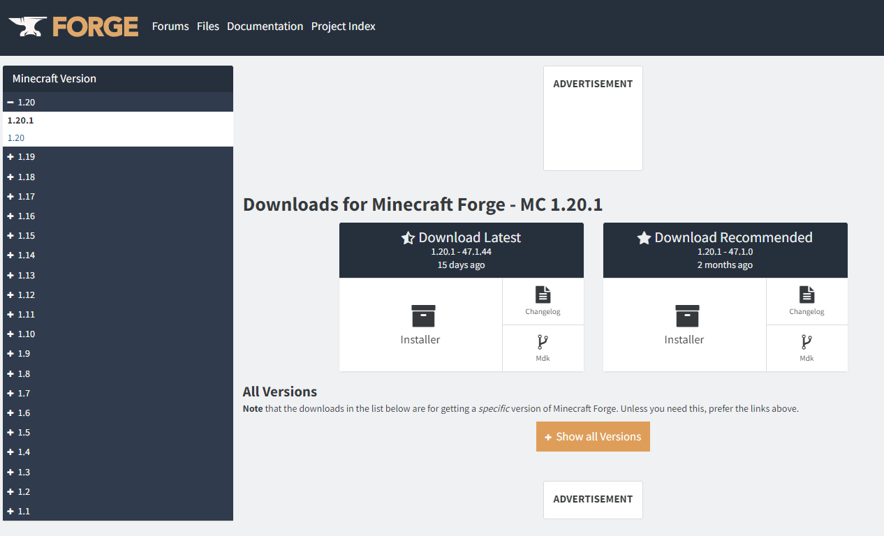 마인크래프트 포지(forge) 최신버전 다운로드 방법 1.20.1 - 언더 더 컨트롤