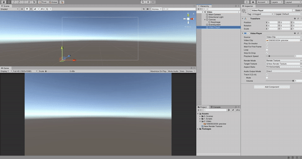 [Unity] Canvas/UI 에 영상 넣는 방법 (Raw Image, Render Texture)