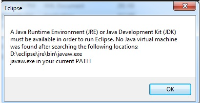 [JAVA] 이클립스 실행시 javaw.exe 에러 해결방법 (A Java Runtime Environment (JRE) or ...