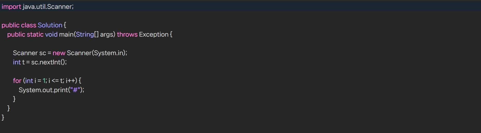 [SWEA/Java] 2046. 스탬프 찍기(D1)