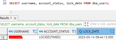 [oracle] ORA-28000: the account is locked 오라클 계정 lock 풀기