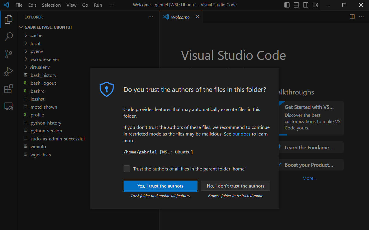 윈도우(windows) WSL Ubuntu에 virtualenv 설치 및 vscode 연동 :: 끄적끄적