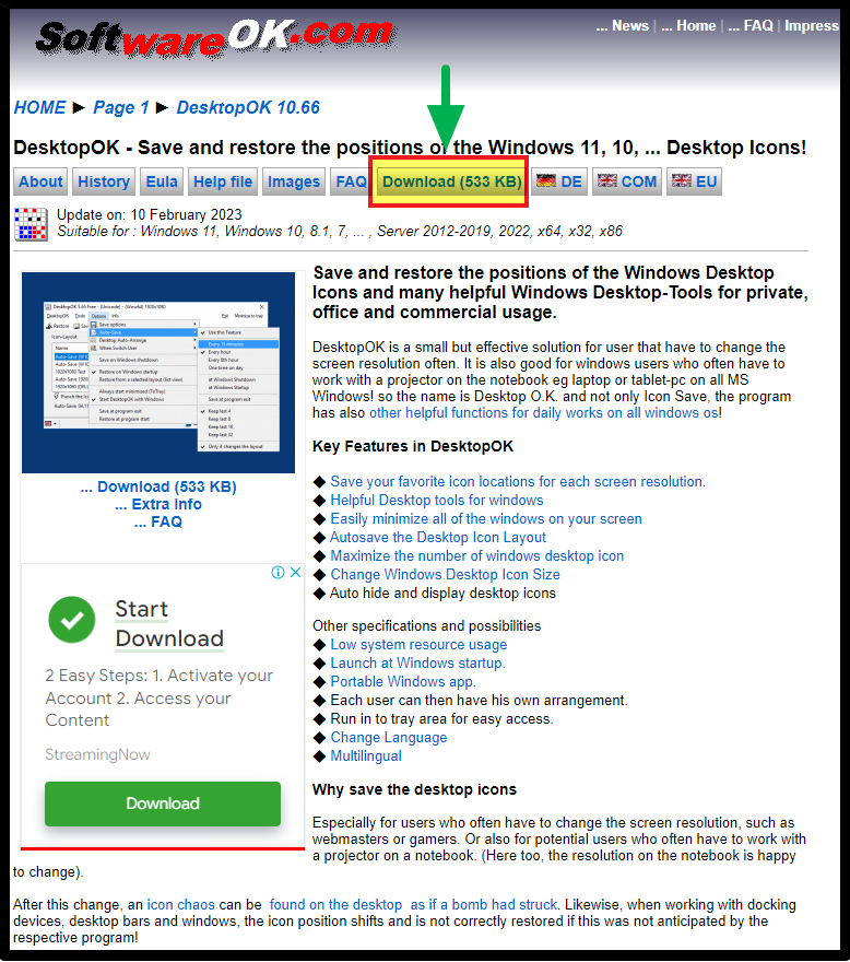 바탕화면 아이콘 고정하기 - DesktopOK