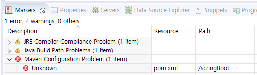 [SpringBoot] Eclipse에서 pom.xml의 Unknown 오류