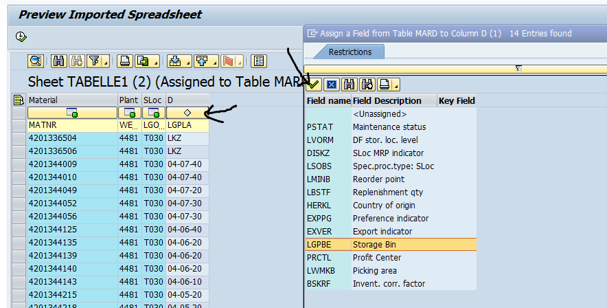 MM17 자재마스터 액셀업로드 대량 변경 (Material master mass change using excel upload)