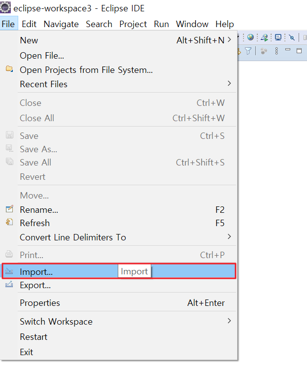 [IDE] 이클립스(Eclipse) 프로젝트 추가(import)하기 + No Projects are found to import 해결