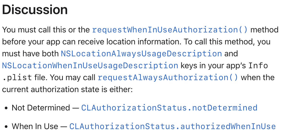 CoreLocation) 위치정보 이용에 필요한 승인 권한 요청(사용중, 항상)
