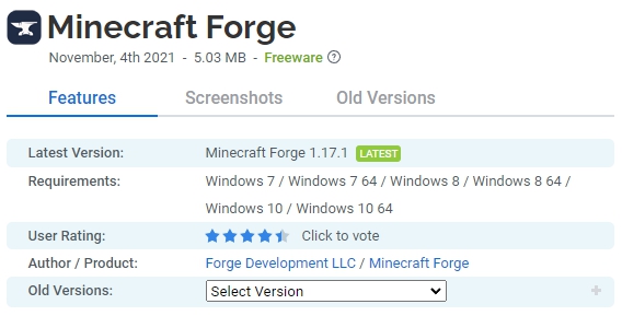 Minecraft Forge 무료 다운로드