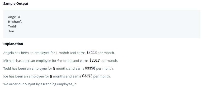 [HackerRank] Employee Salaries