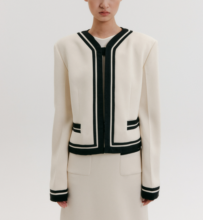 미우새미운우리새끼435회]거미 잉크 브이넥 배색 자켓