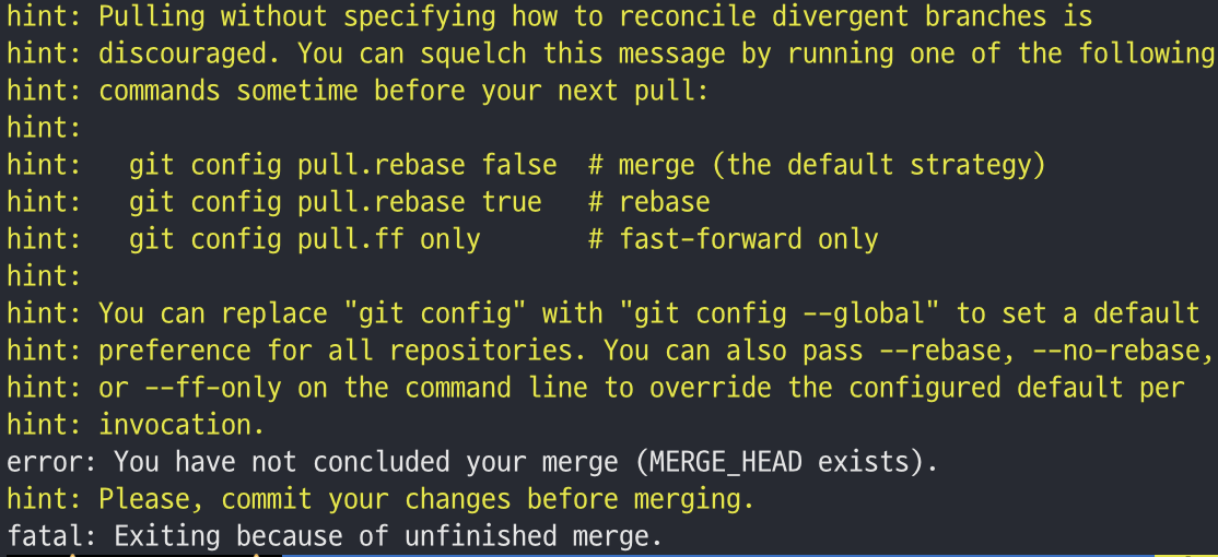 [Git] You have not concluded your merge 에러 해결