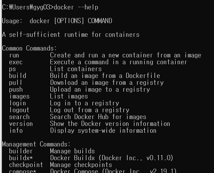 cmd Docker 기본 명령어