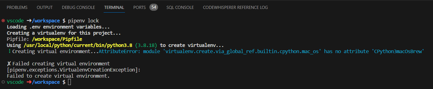 [Docker] pipenv lock occurs Failed to create virtual environment
